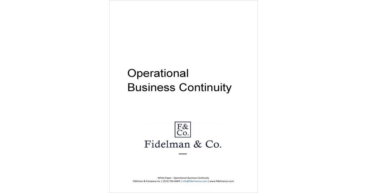 Operational Business Continuity Free White Paper
