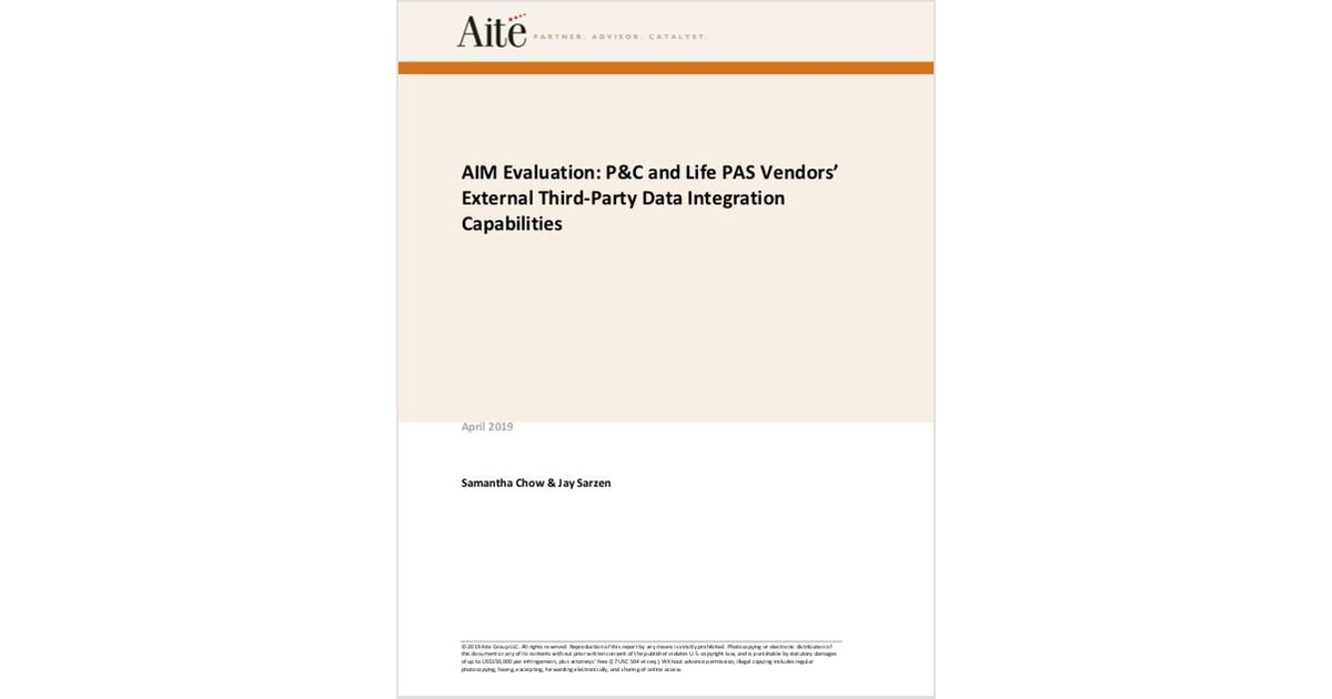 P&C and Life PAS Vendors' External Third-Party Data Integration ...