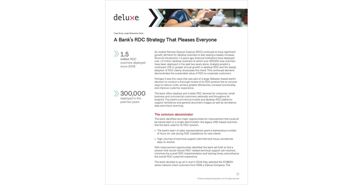 How to Make Everyone Happy: A Case Study of One Bank's RDC Transformation Free Case Study