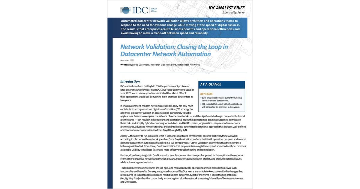 Network Validation: Closing the Loop in Datacenter Network Automation ...