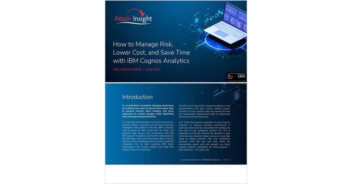 How to Manage Risk, Lower Cost, and Save Time with IBM Cognos Analytics ...
