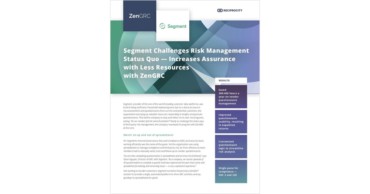 Segment Challenges Risk Management Status Quo with ZenGRC Free Case Study