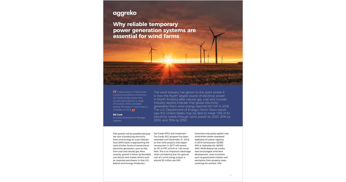 Why reliable temporary power generation systems are essential for wind ...
