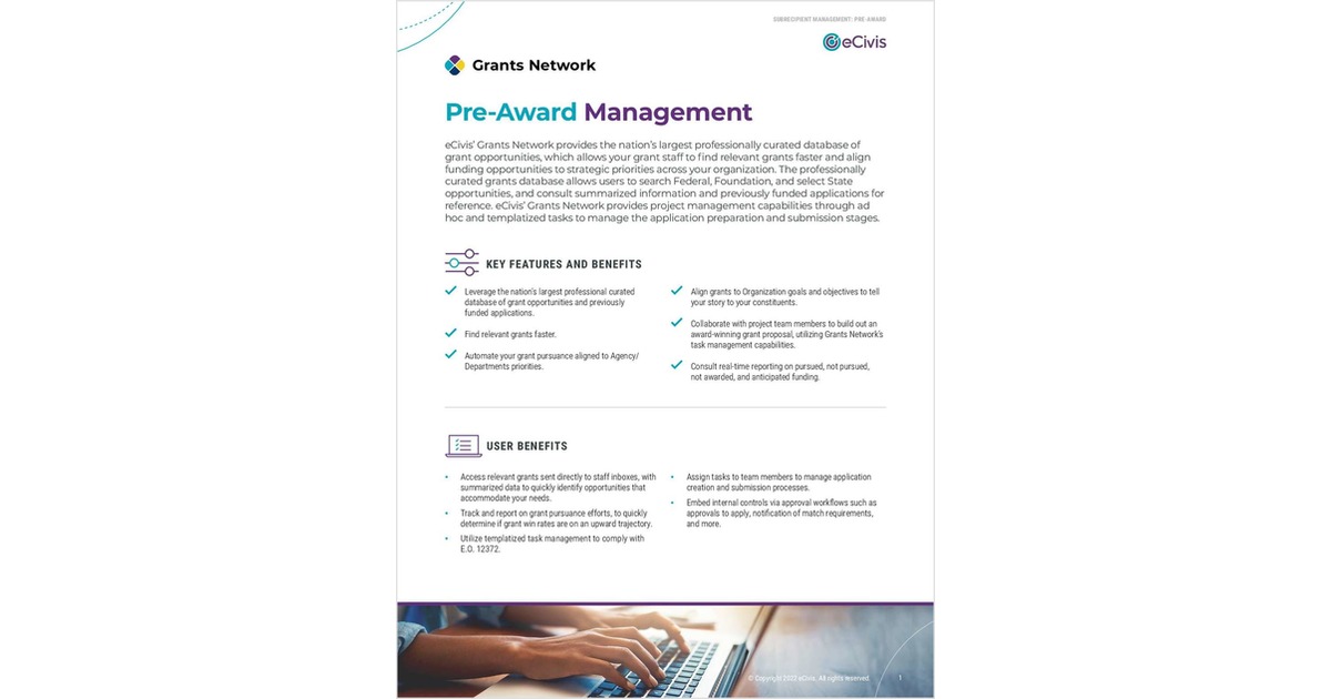 Achieve accelerated pre-award grants management with Grants Network Free Guidebook