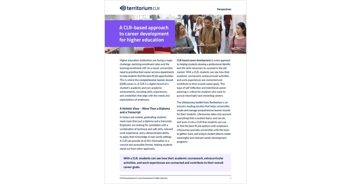 A CLR-Based Approach to Career Development for Higher Education Free eGuide