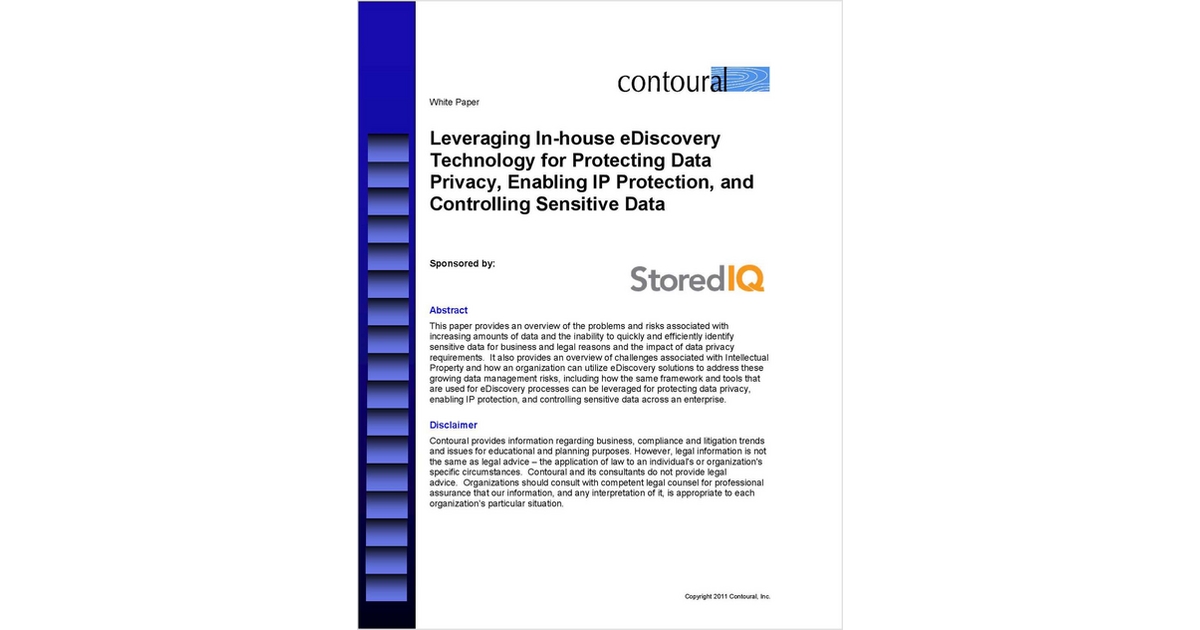 Leveraging In-house eDiscovery Technology for Protecting Data Privacy ...