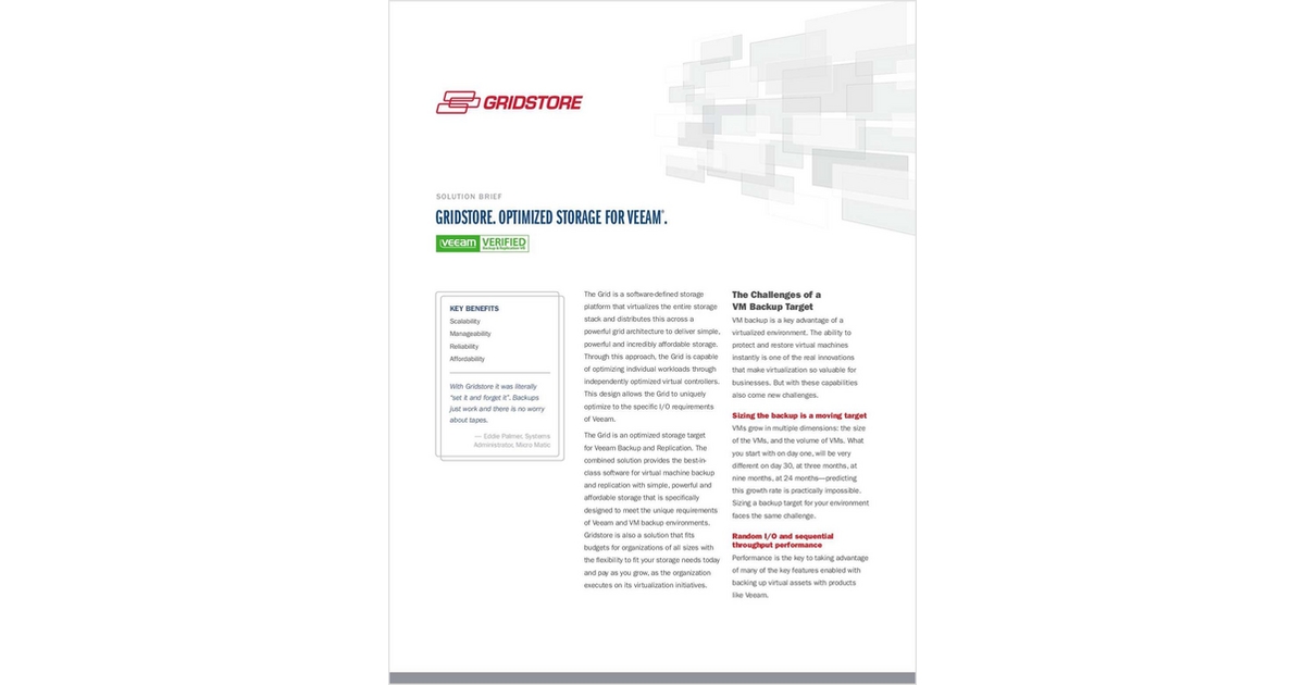 Gridstore: Scalable, Powerful and Affordable Storage for VM Backups ...