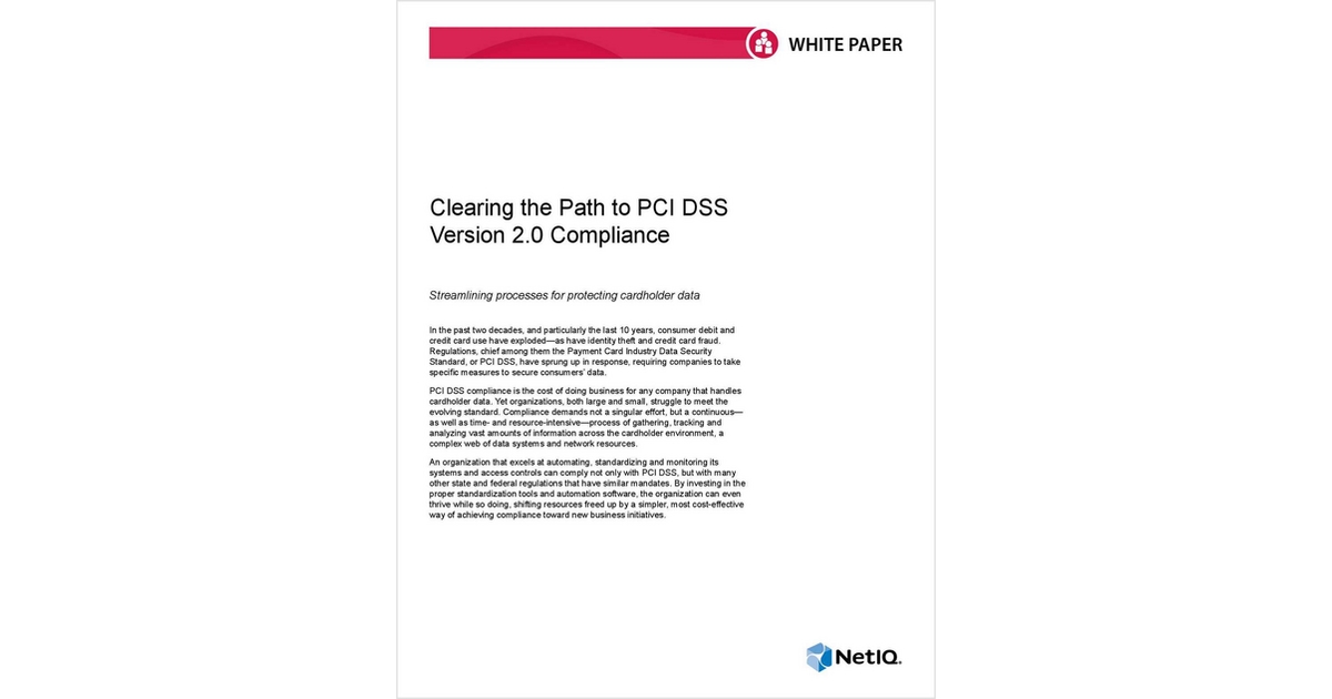 Clearing the Path to PCI DSS Version 2.0 Compliance Free White Paper