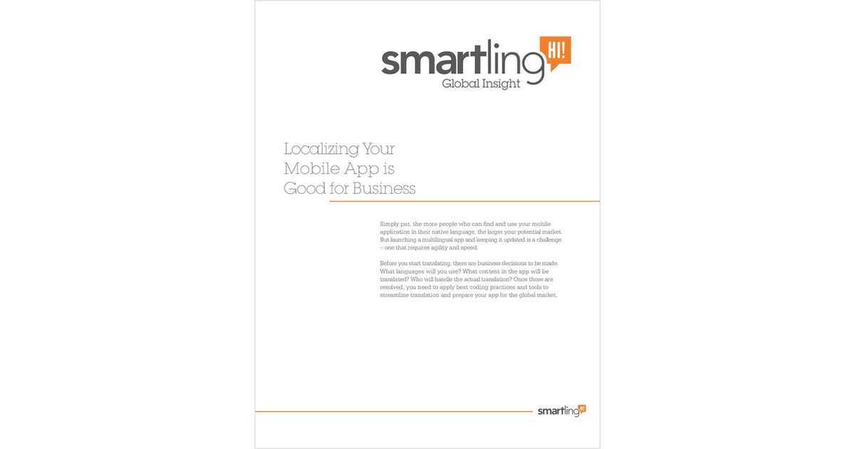 Localizing Your Mobile App Is Good For Business Free White Paper