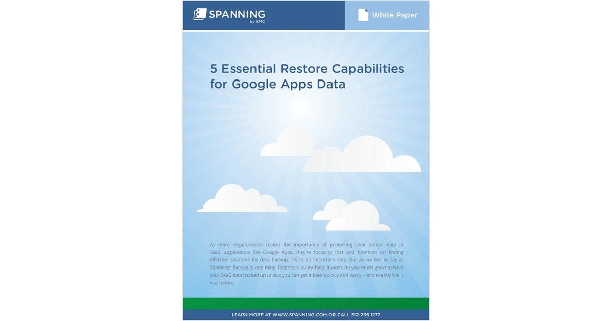 5 Essential Restore Capabilities for Google Apps Backup Free White Paper