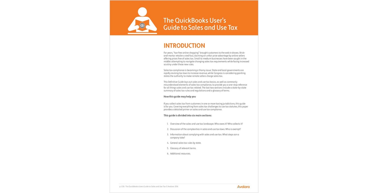 The QuickBooks User's Guide to Sales and Use Tax Free Guide