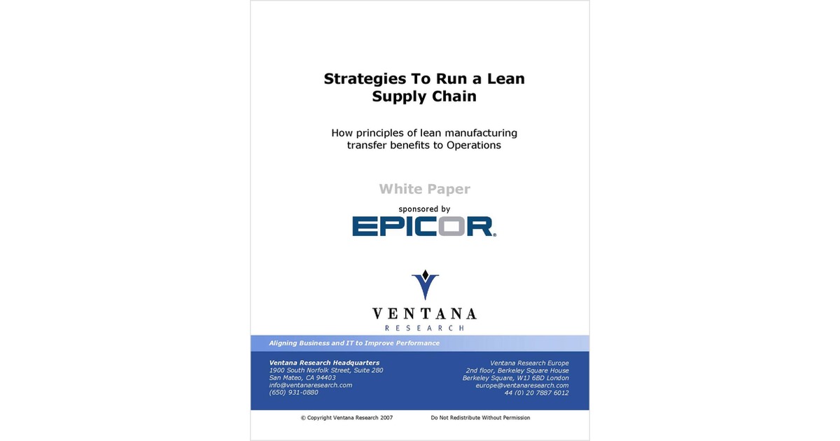 Strategies to Run a Lean Supply Chain: How Principles of Lean ...