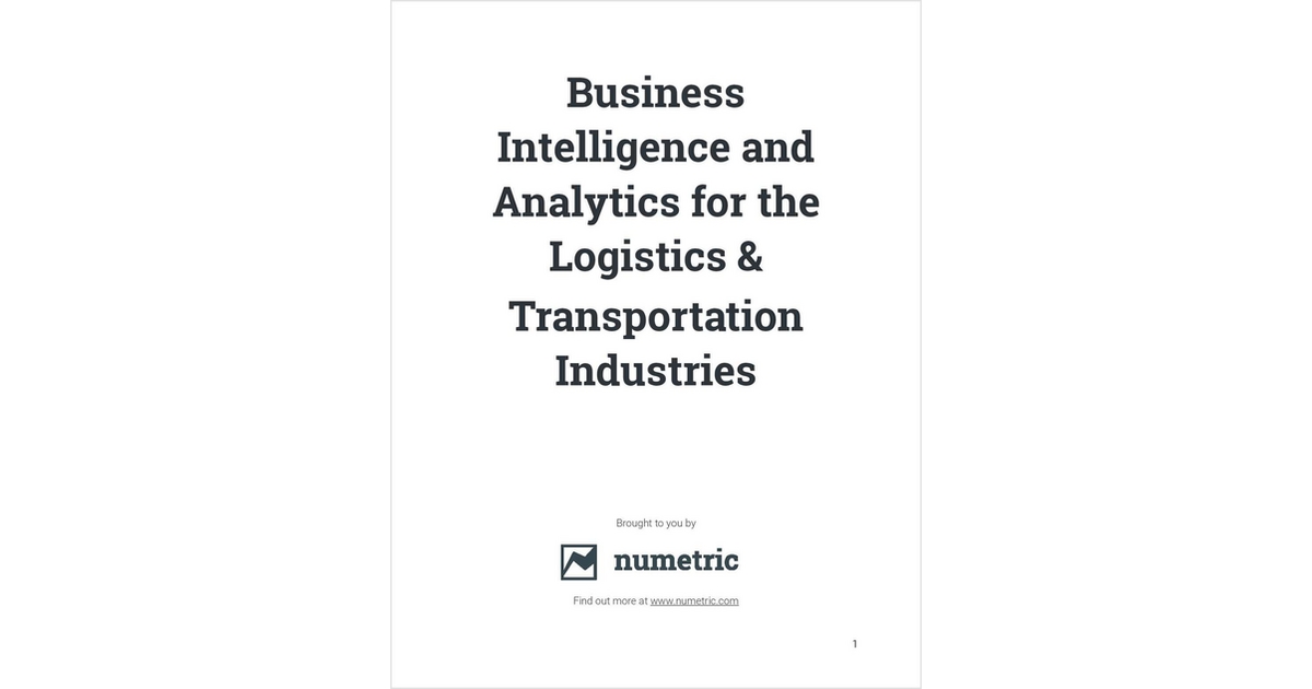 Business Intelligence and Analytics for the Logistics, Transportation ...