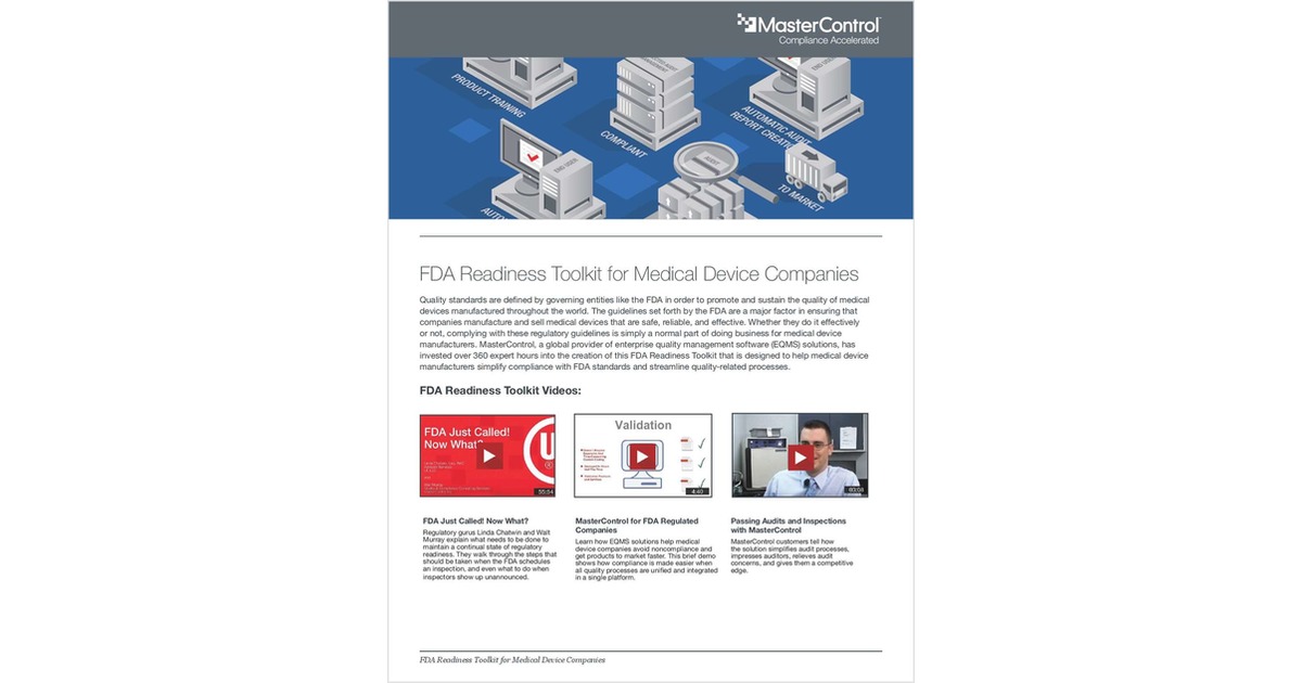 FDA Readiness Toolkit for Medical Device Companies Free Toolkit