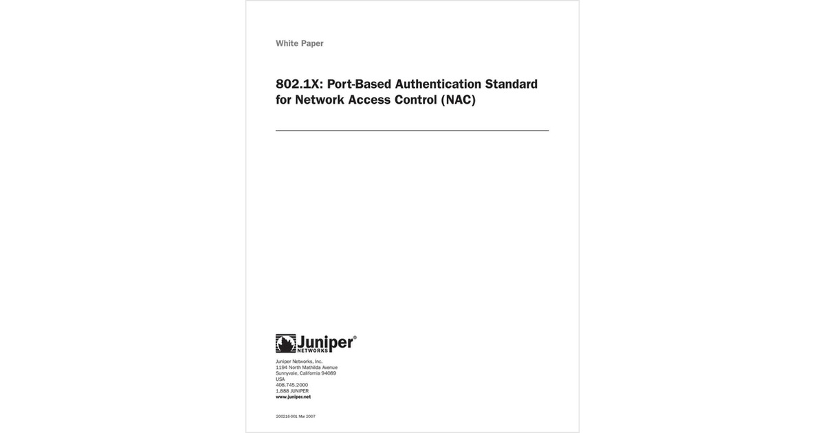 802.1X Authentication Standard for Network Access Control Free White Paper