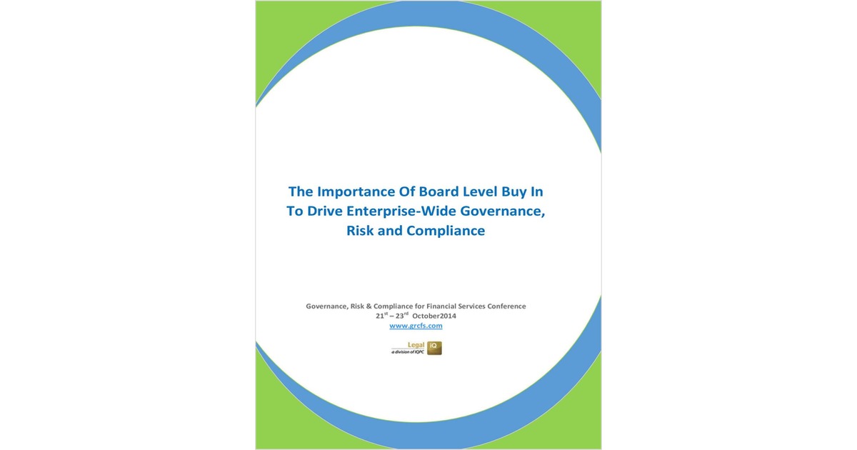 The Importance Of Board Level Buy In To Drive Enterprise-Wide ...