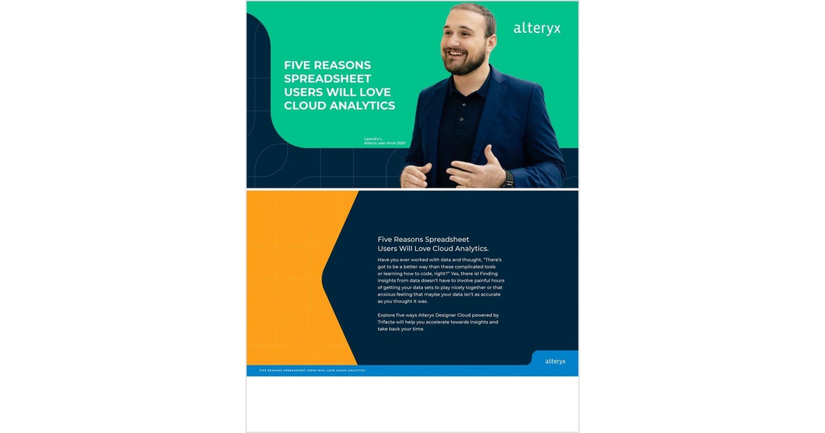 Five Reasons Spreadsheet Users Will Love Cloud Analytics, Free Alteryx ...