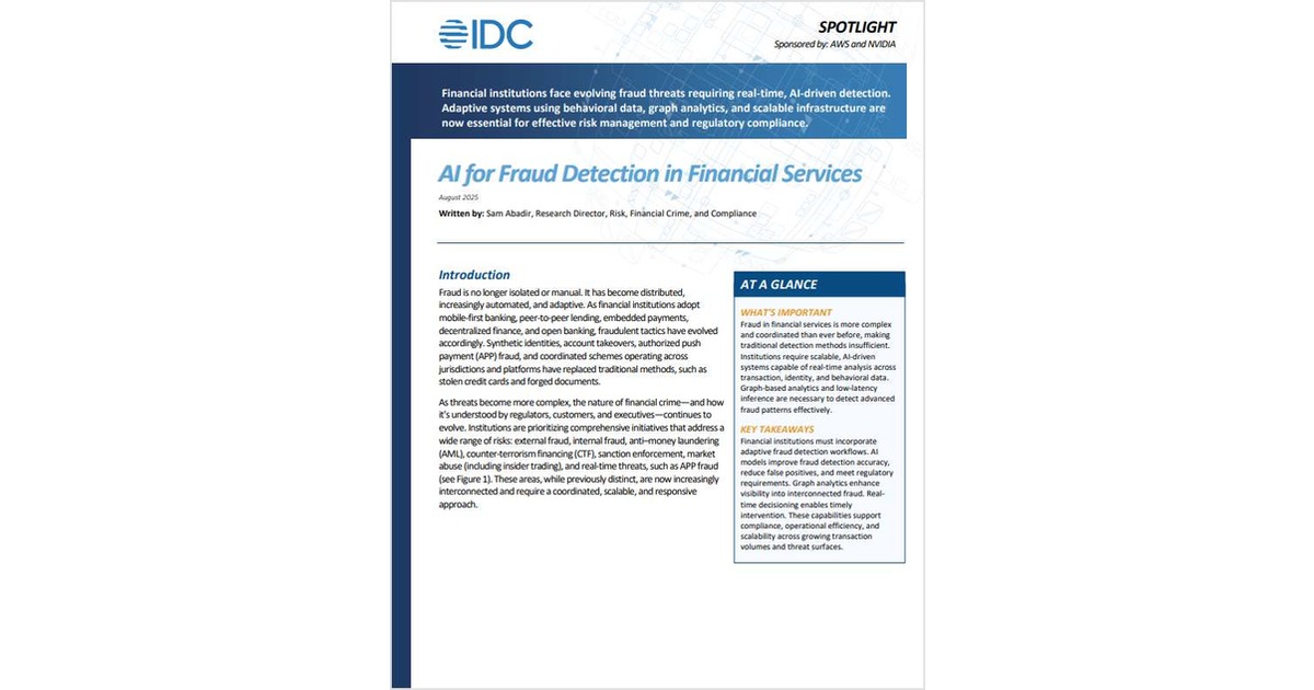AI for fraud detection in financial services, Free Amazon Web Services ...