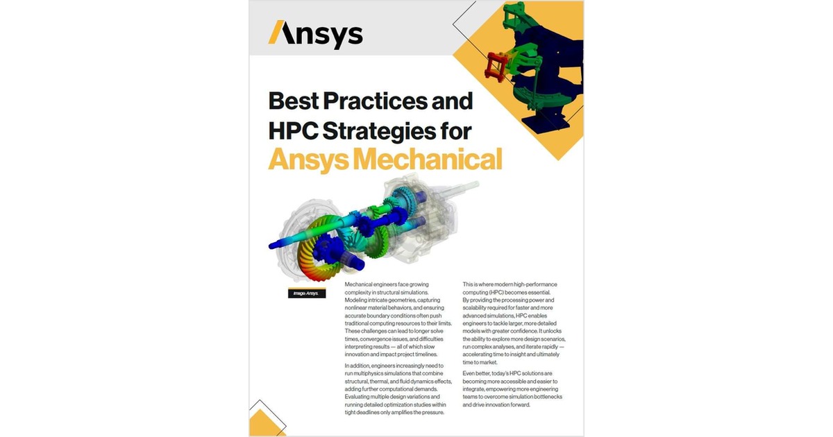 Best Practices and HPC Strategies for Ansys Mechanical Free White Paper