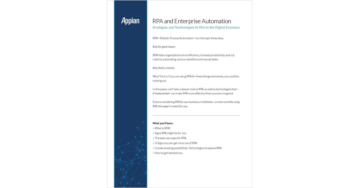RPA and Enterprise Automation: Technologies and Strategies to Win in ...