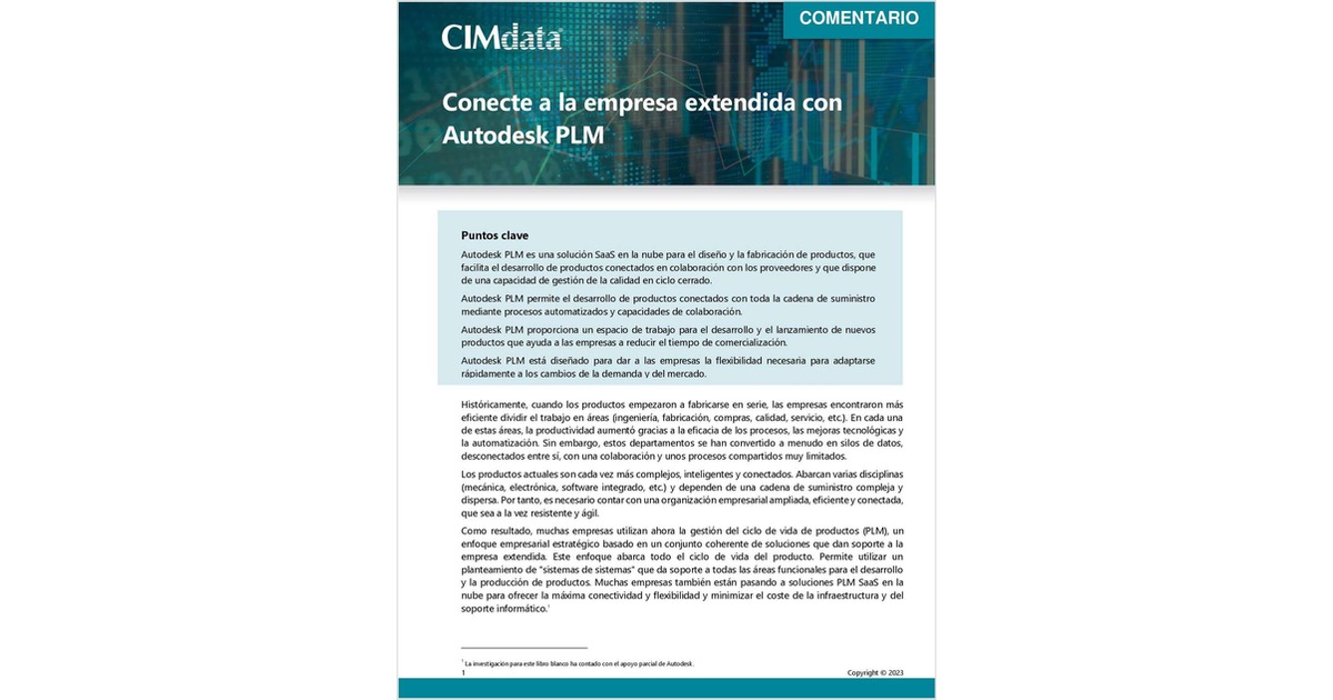 Conectar la empresa ampliada con PLM en la nube Free Libro Blanco