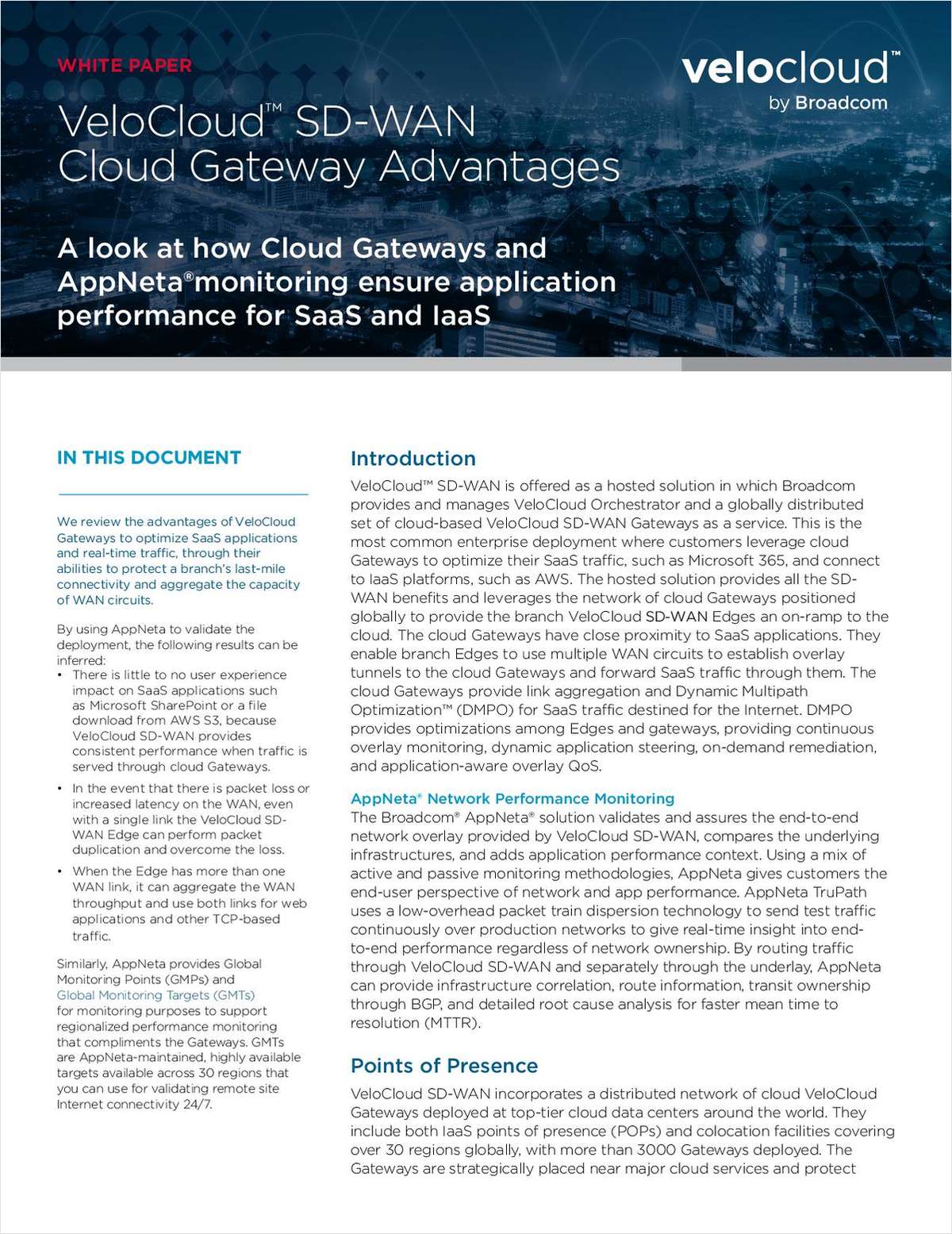 VMware VeloCloud SD-WAN Cloud Gateway Advantages Free White Paper