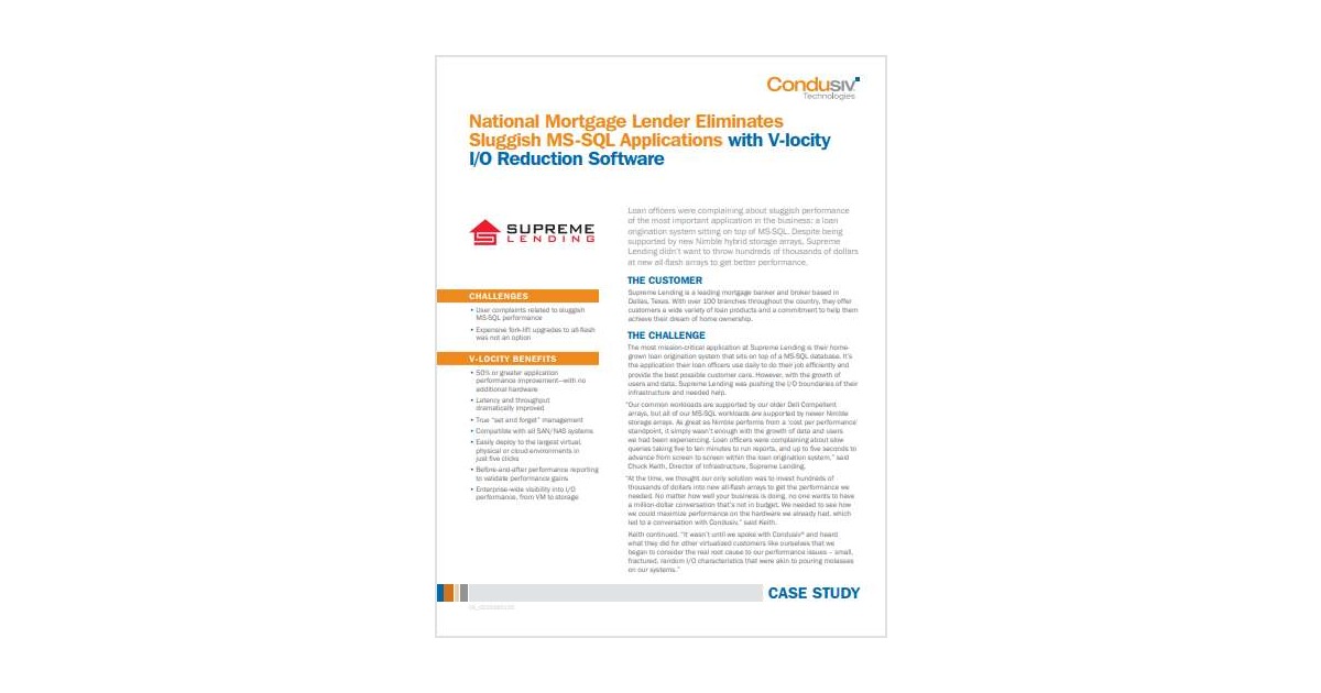 National Mortgage Lender Eliminates Sluggish MS-SQL Applications with V ...