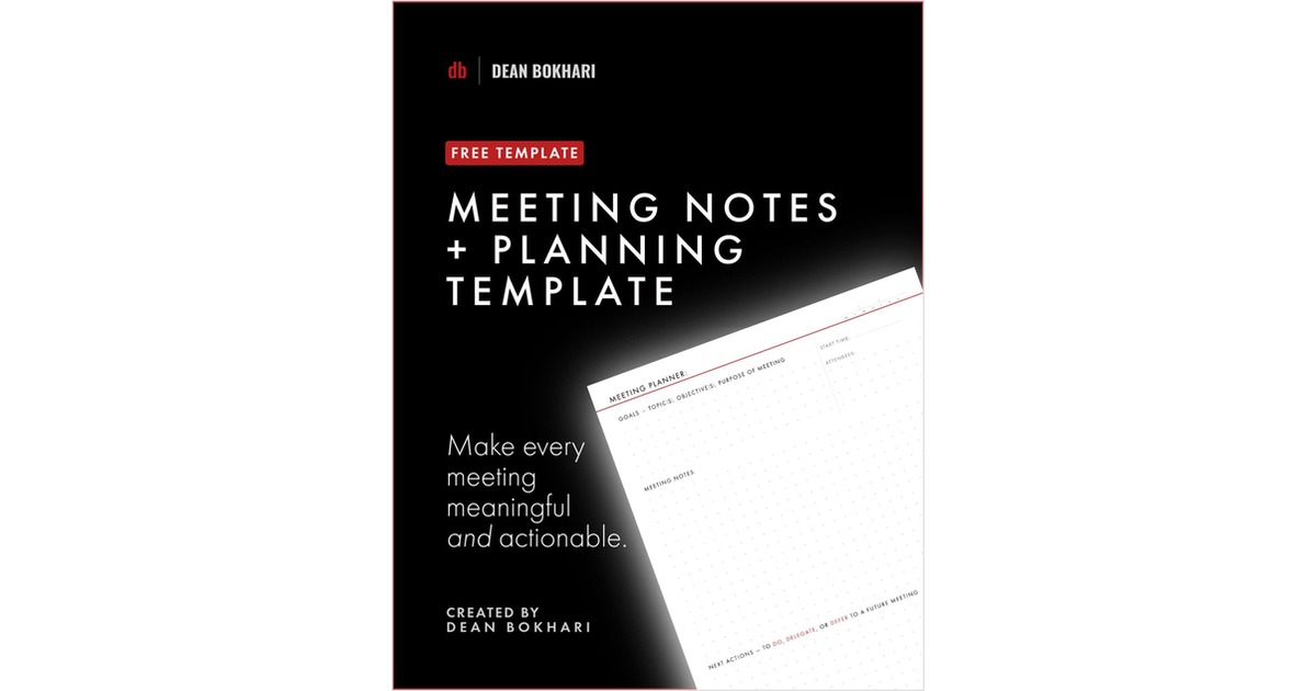 Free Meeting Notes Template, Free Dean Bokhari Template