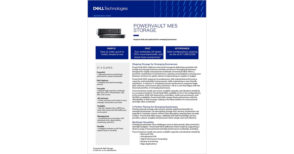 PowerVault ME5 Virtualization Solution Brief Free Solution Brief