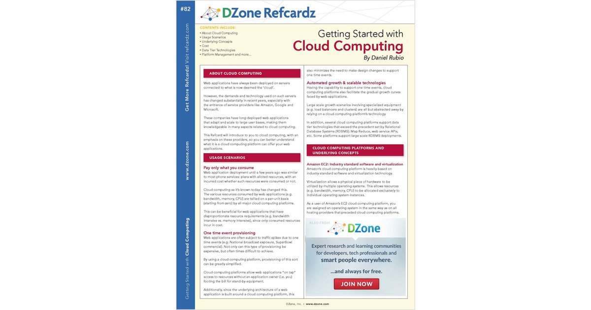 Getting Started with Cloud Computing, Free DZone Cheat Sheet