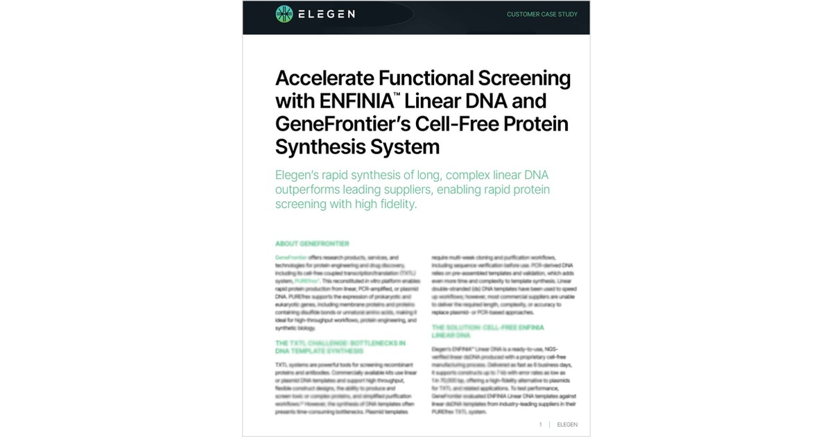 Accelerate Functional Screening with ENFINIA™ Linear DNA and ...