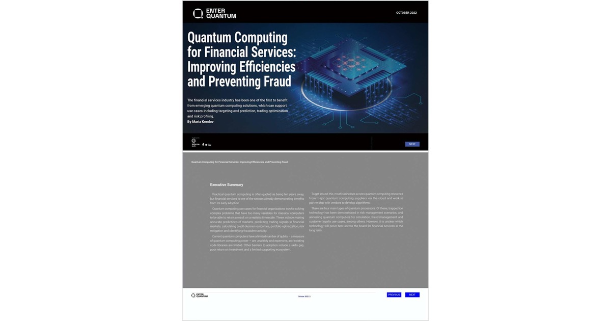 Quantum Computing for Financial Services: Improving Efficiencies and ...