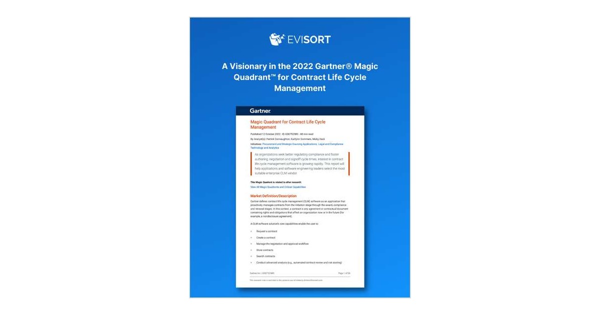 Magic Quadrant for Contract Life Cycle Management, Free Evisort inc. Report