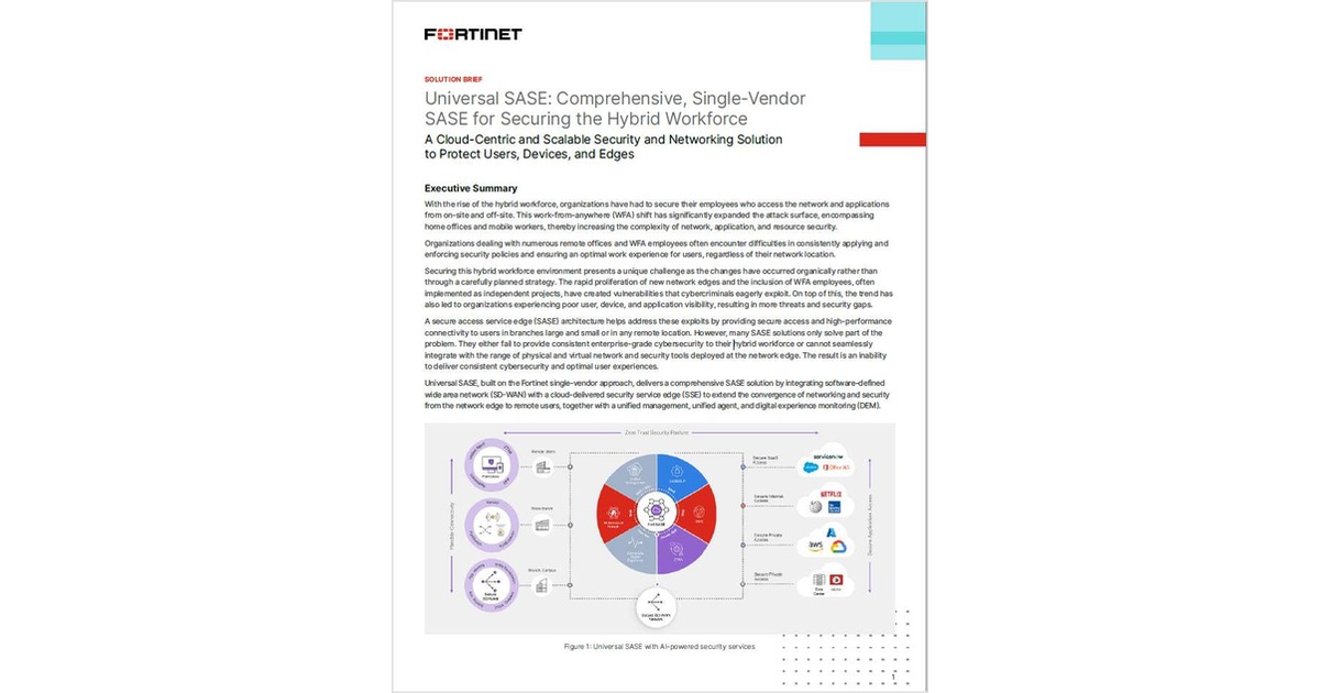 Universal SASE: Comprehensive, Single-Vendor SASE for Securing the Hybrid Workforce Free eBook