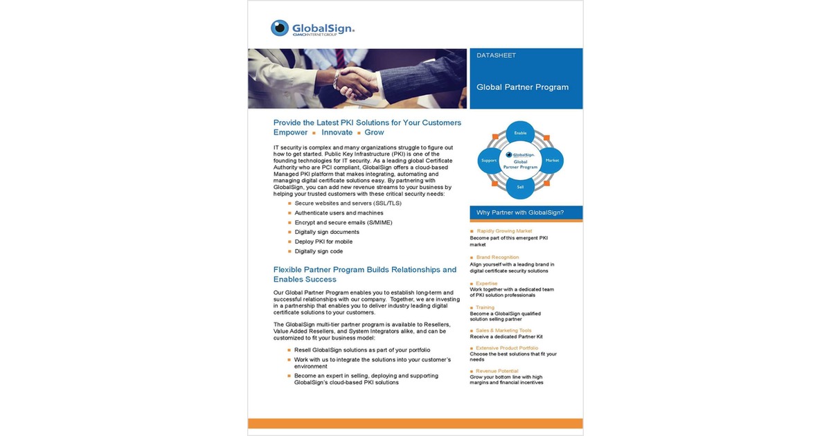 GlobalSign Partner Program Free Data Sheet
