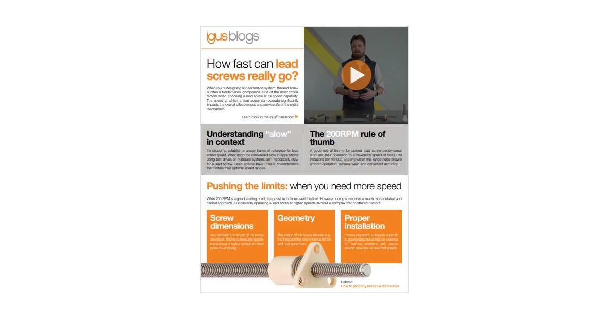 The lead screw speed equation: optimizing travel rate by focusing on ...
