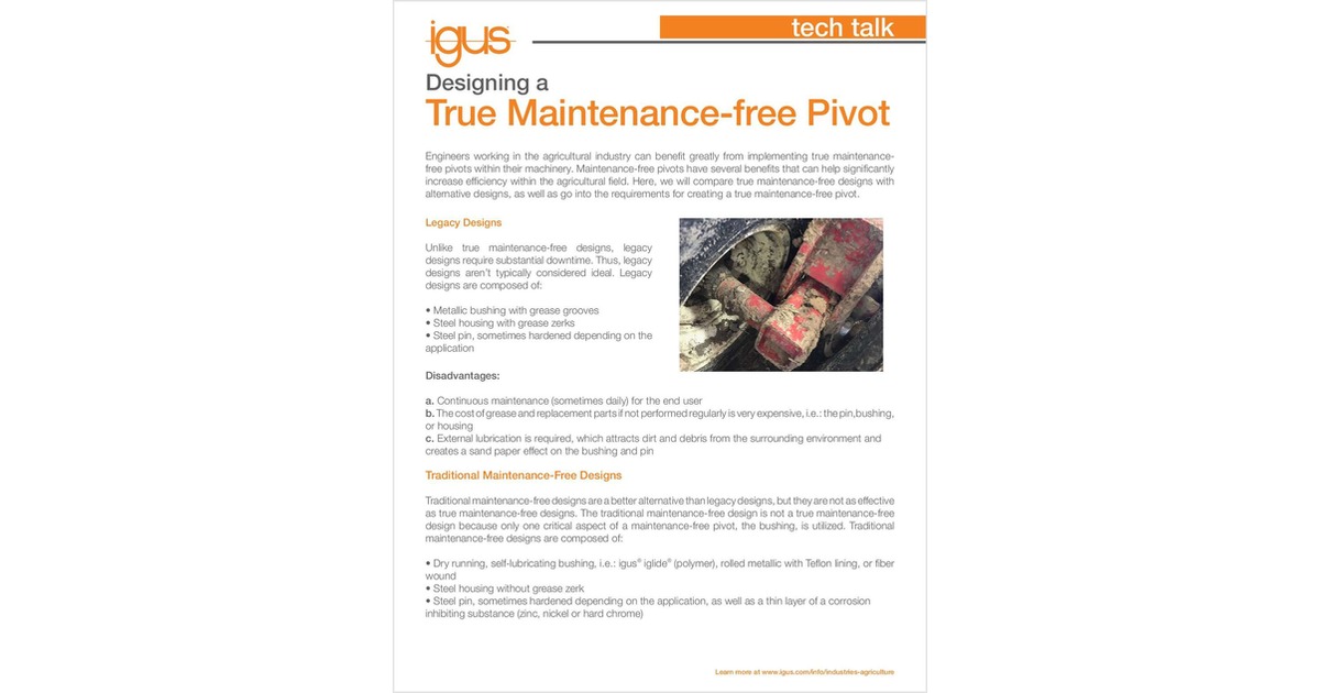 Designing a true maintenance-free pivot Free White Paper