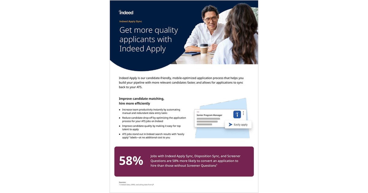 Get more quality assets with Indeed Apply, Free Indeed Infographic