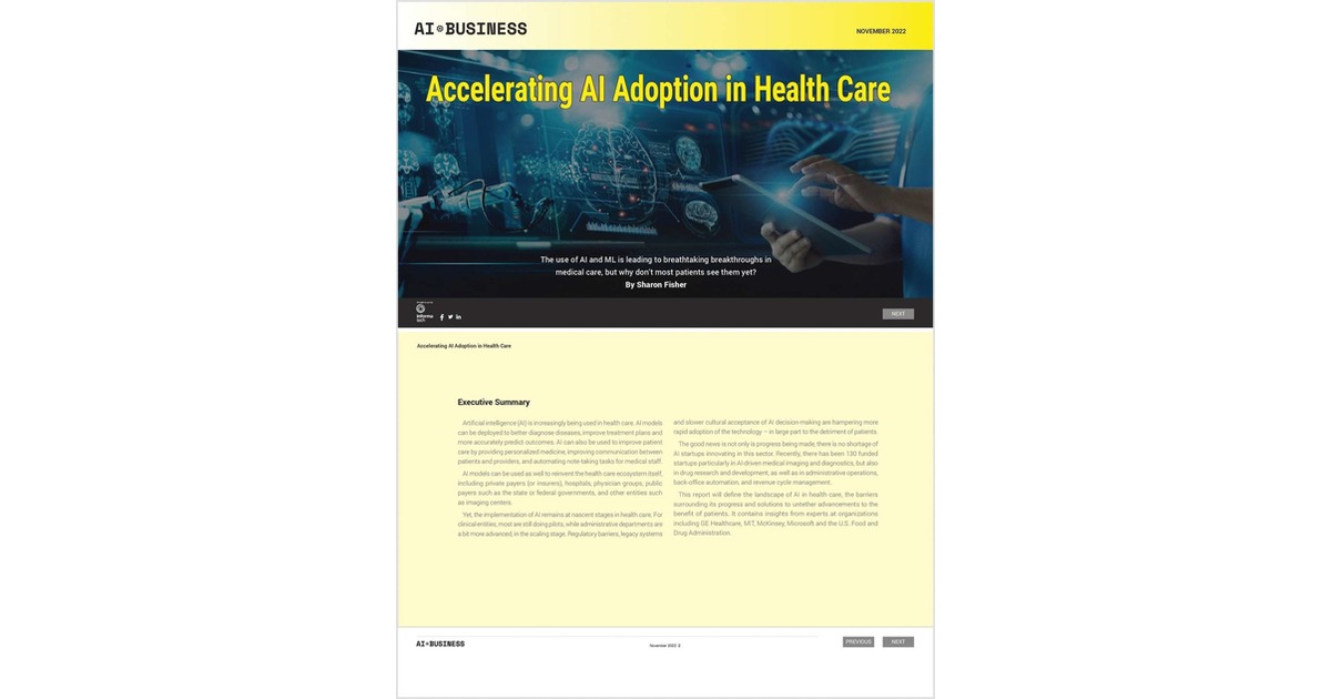 Accelerating AI Adoption in Health Care Free Special Report