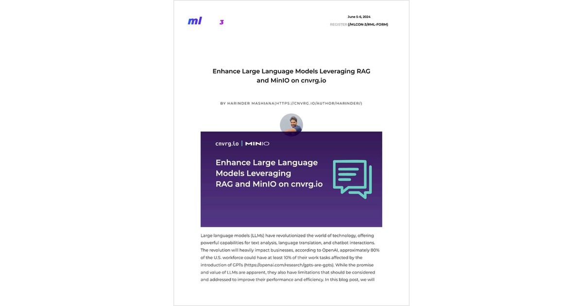 Enhance Large Language Models Leveraging RAG and MinIO on cnvrg.io, Free Intel® Blog