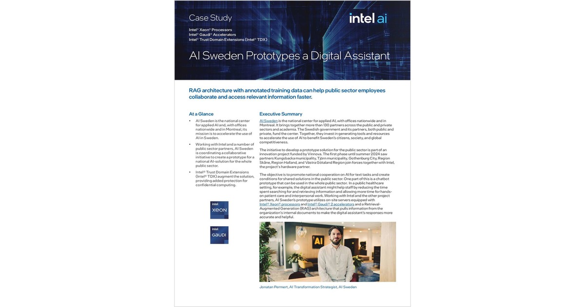AI Sweden Prototypes a Digital Assistant, Free Intel Case Study