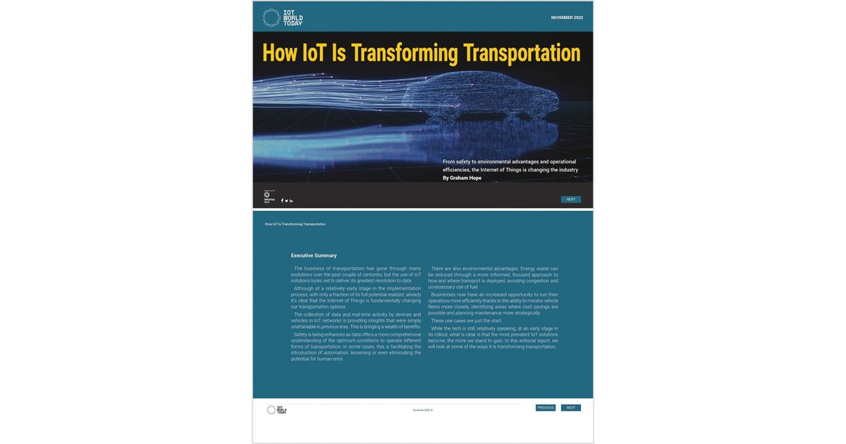 How IoT Is Transforming Transportation, Free IoT World Today Special Report