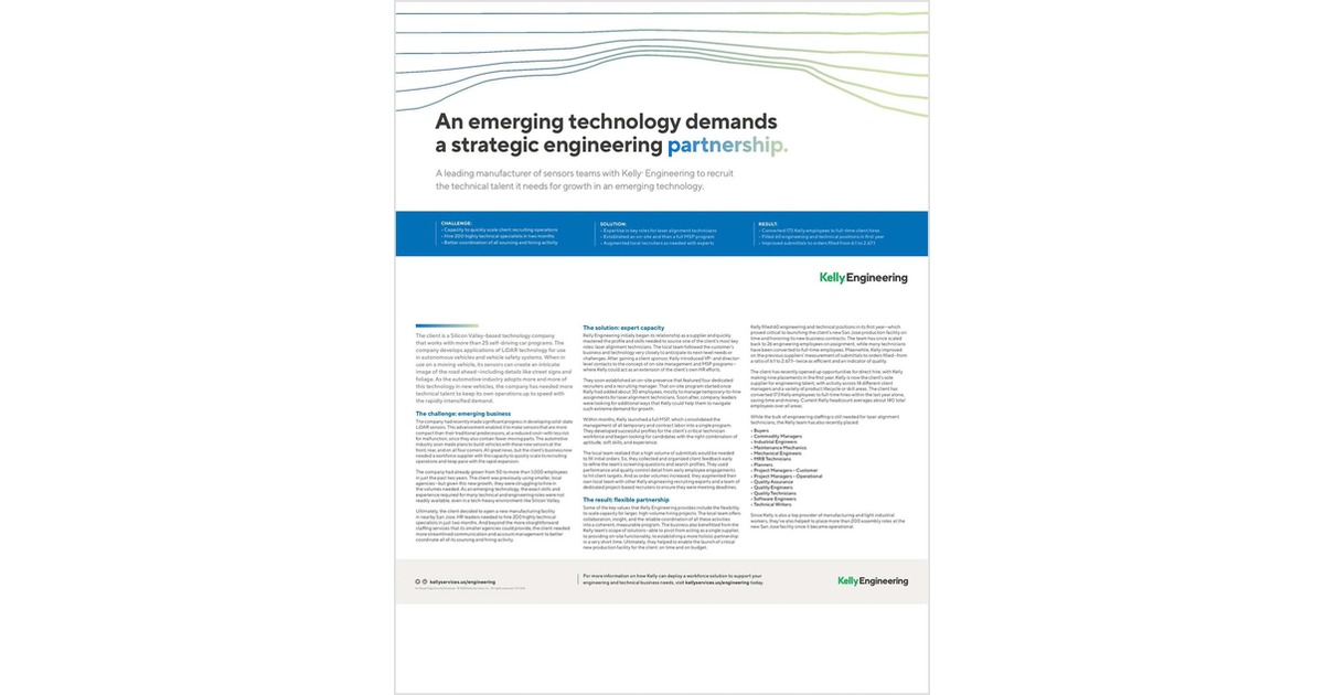 An emerging technology demands a strategic engineering partnership ...