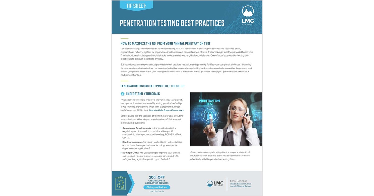 Penetration Testing Best Practices Free Checklist