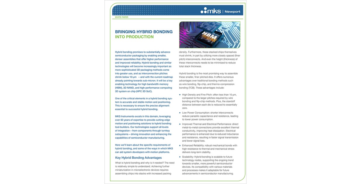 Bringing Hybrid Bonding Into Production Free White Paper
