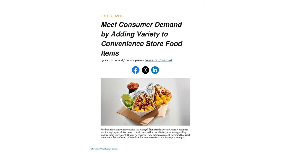 Meet Consumer Demand by Adding Variety to Convenience Store Food Items ...