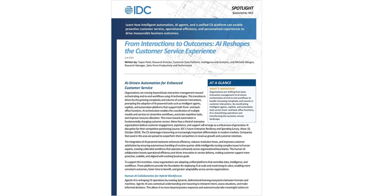 From Interactions to Outcomes: AI Reshapes the Customer Service Experience Free Research Report