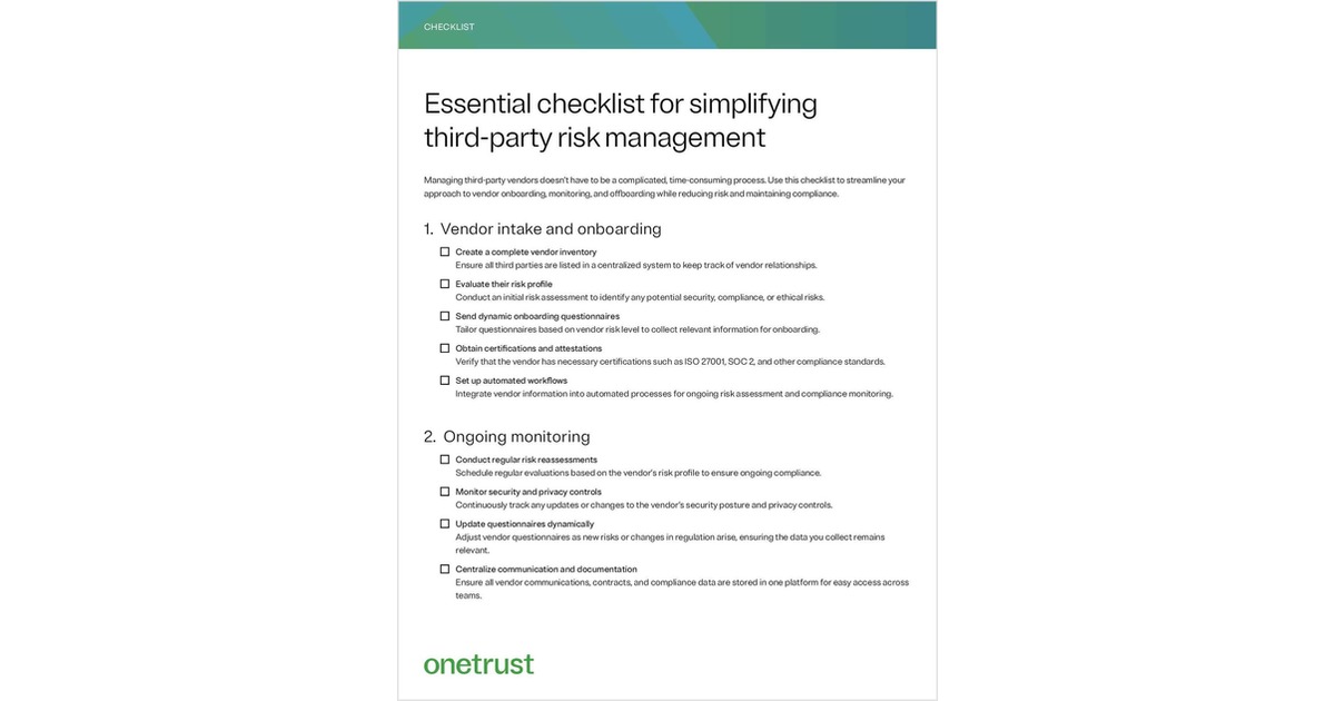 Essential Checklist for Simplifying Third-party Risk Management Free ...