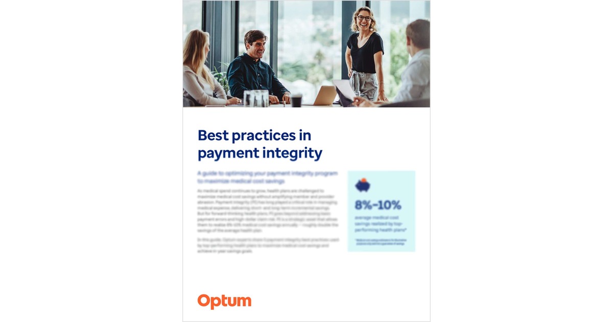Best Practices In Payment Integrity, Free Optum White Paper