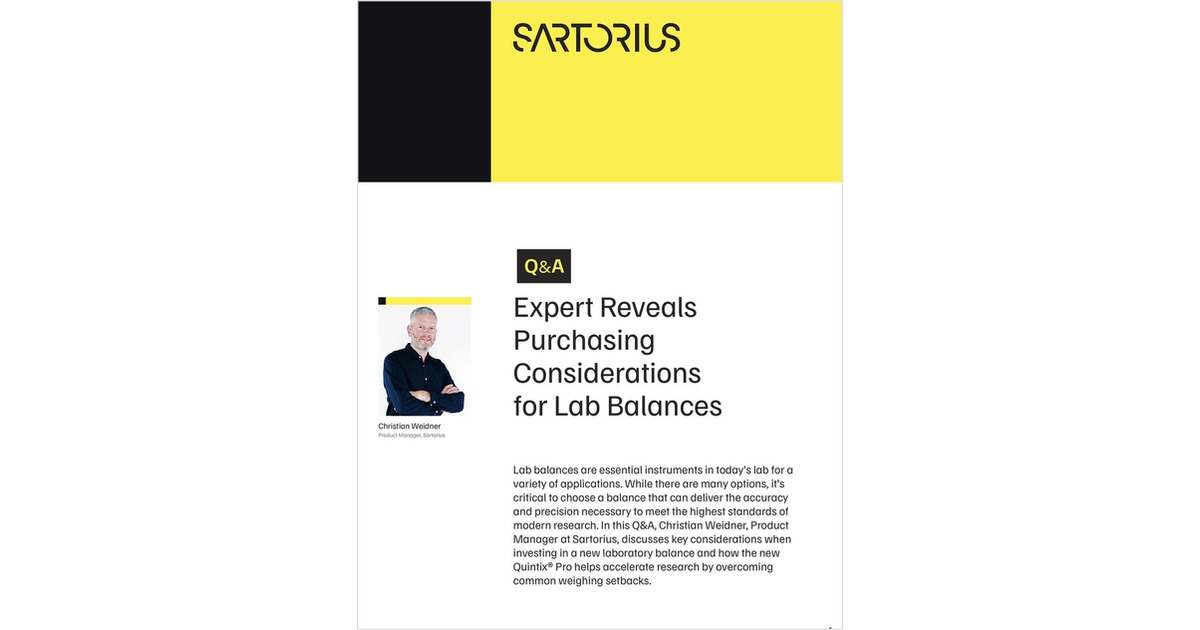 Q&A: Expert Reveals Purchasing Considerations for Lab Balances Free ...